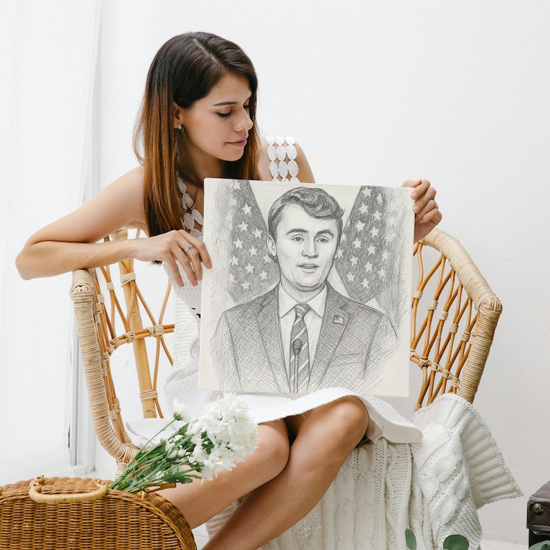 Charlie Kirk Sketch Art Print: Patriotic Wall Decor (digital Download ...