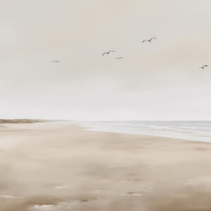Muted Tones Beige Beach | Minimalist Beach Art | Sea Scape | Cottage ...