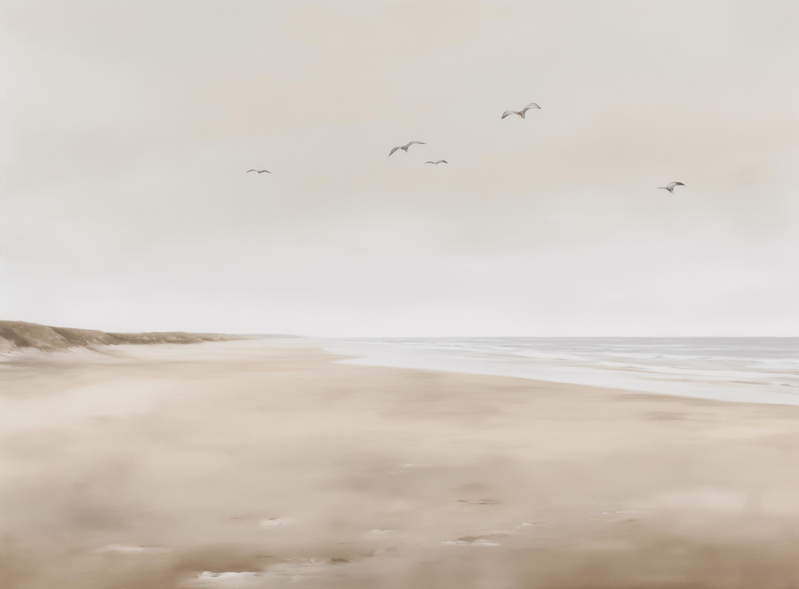 Muted Tones Beige Beach | Minimalist Beach Art | Sea Scape | Cottage ...