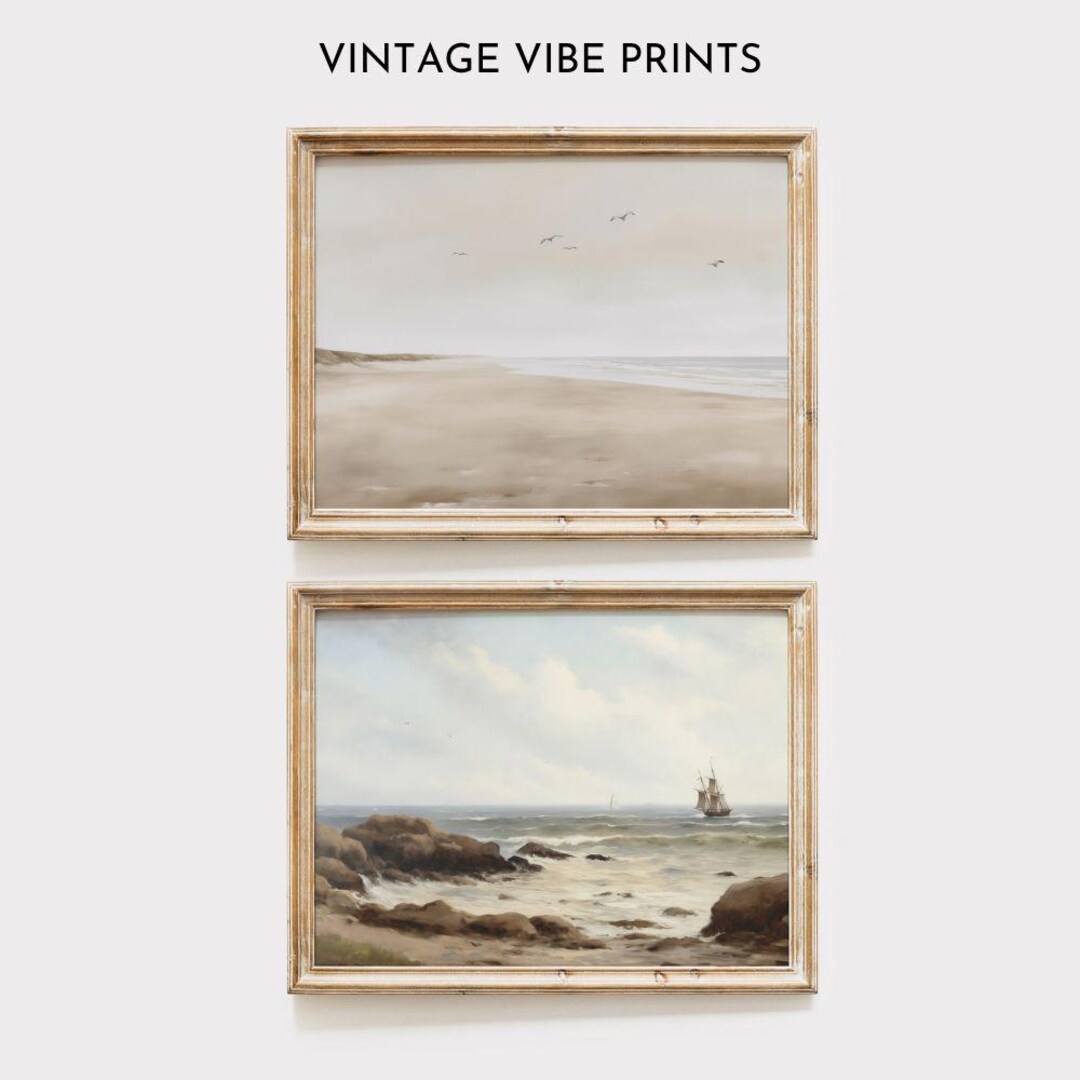 Muted Tones Beige Beach | Minimalist Beach Art | Sea Scape | Cottage ...