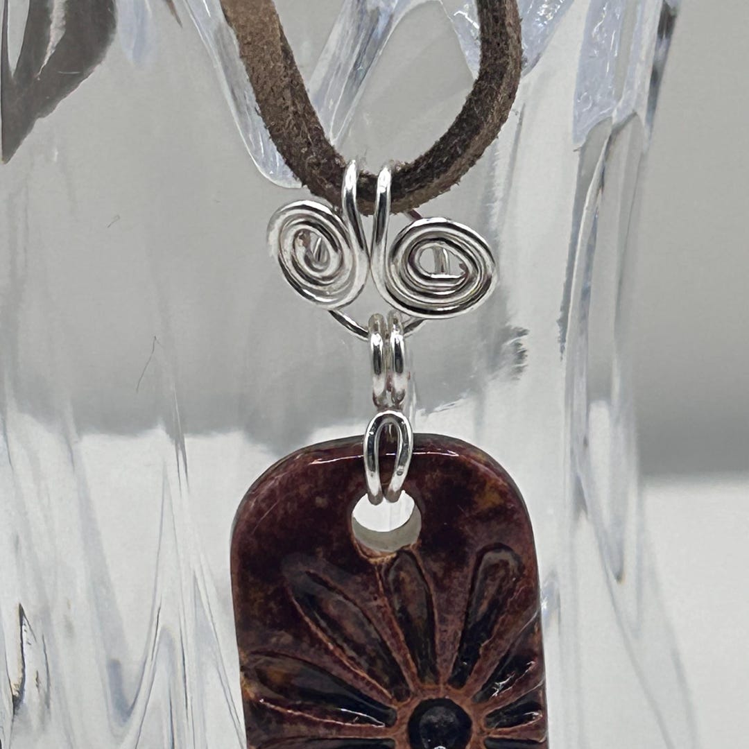 Handmade Ceramic Pendant Necklace, Handmade Wire Bail - Etsy