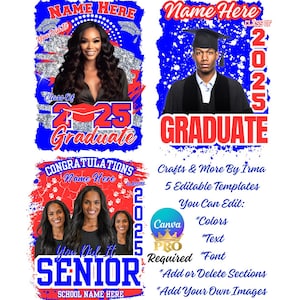 Blue and Red Editable Graduation PNG 2025 - Etsy