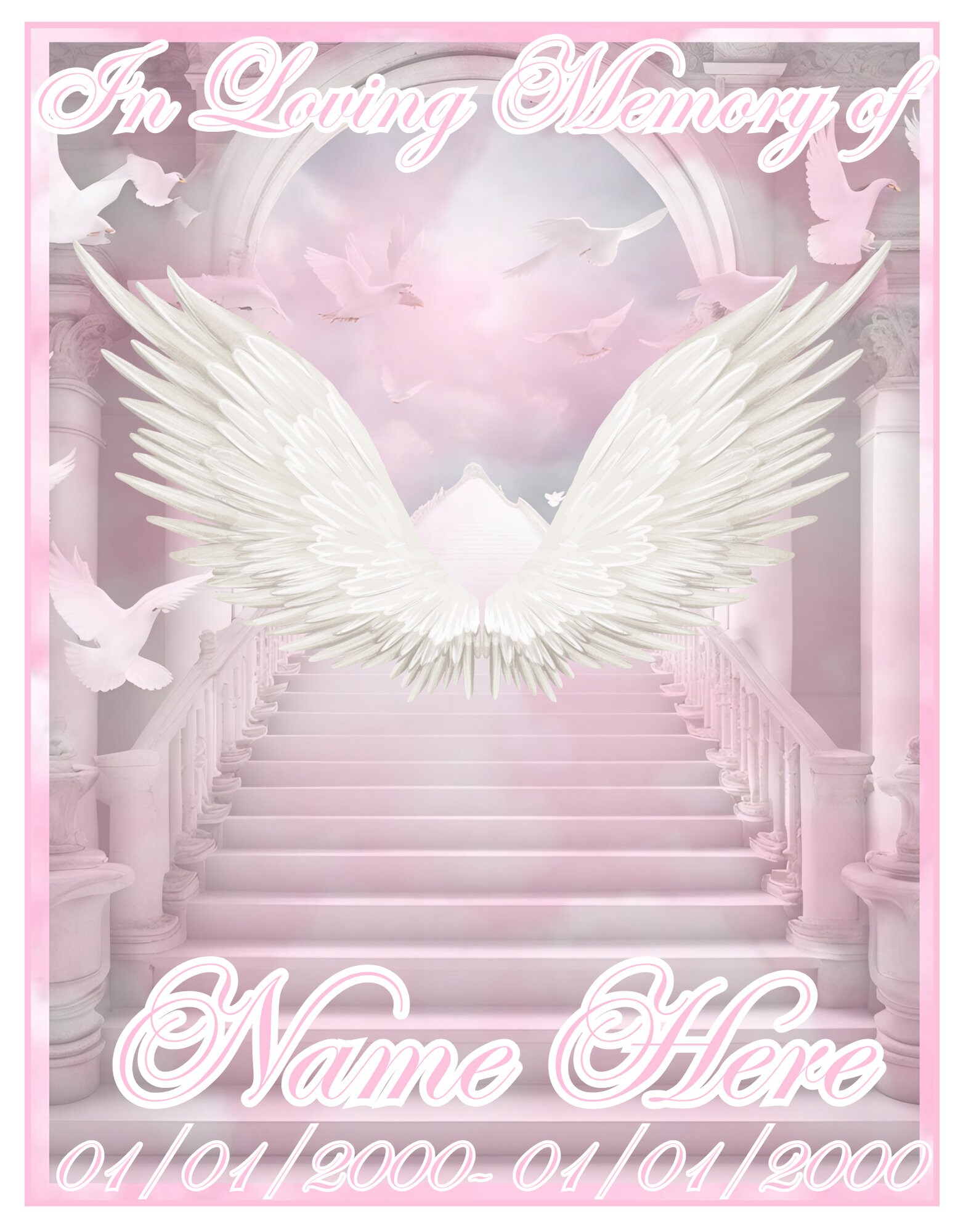 Pink in Loving Memory Template - Etsy