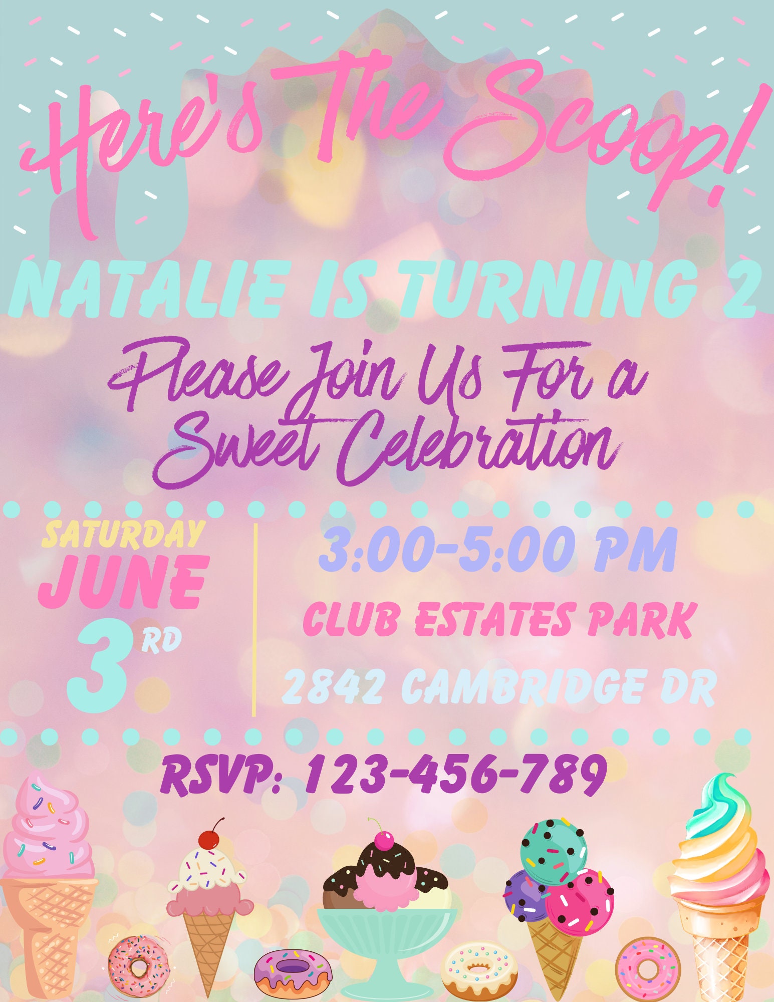 Editable Ice Cream Invitation - Etsy