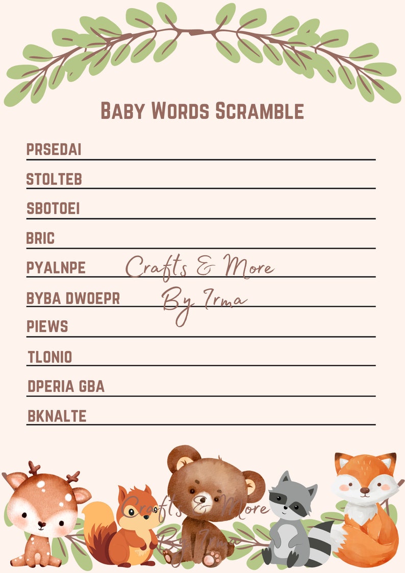 Woodlands Baby Shower Game Bundle - Etsy
