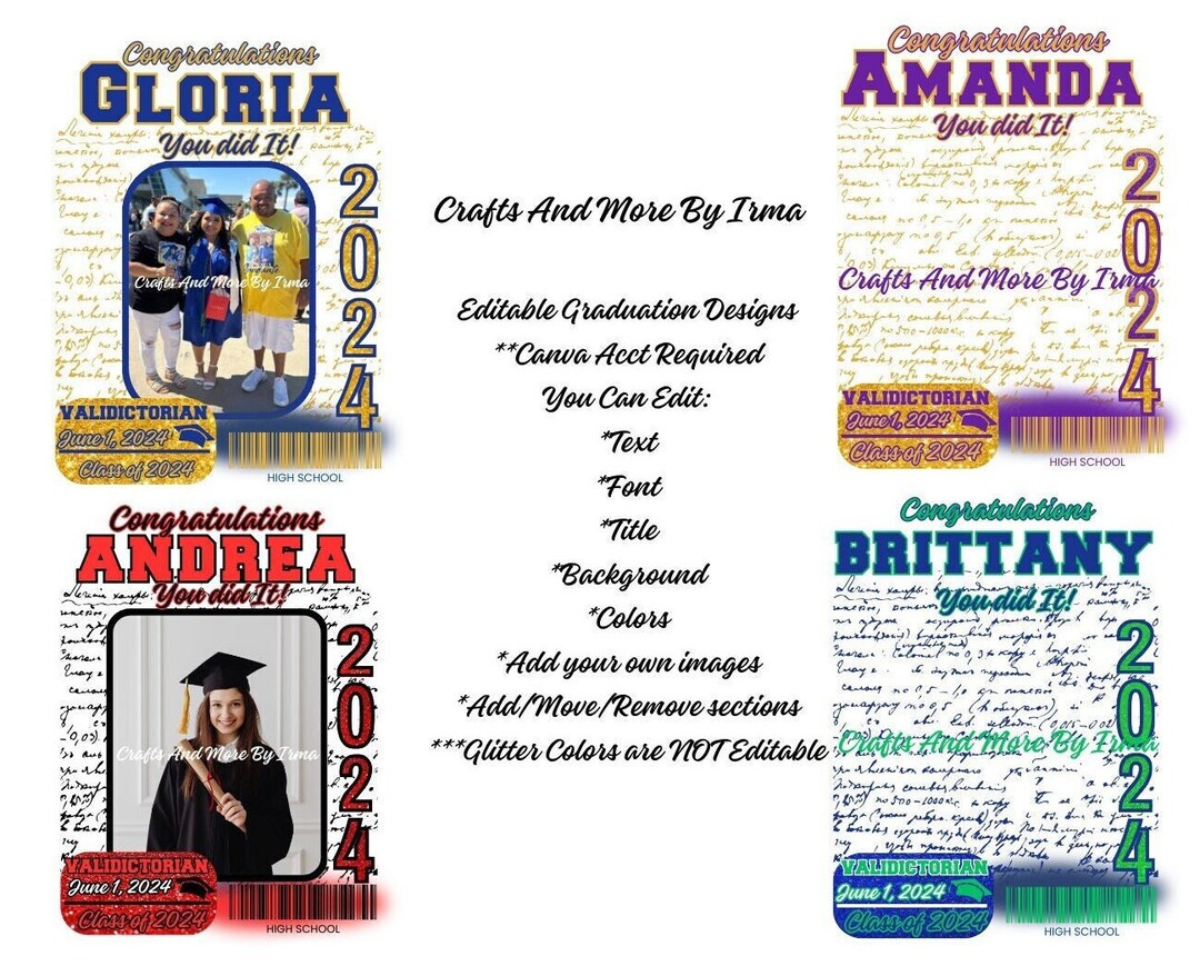 4 Editable Graduation Templates - Etsy