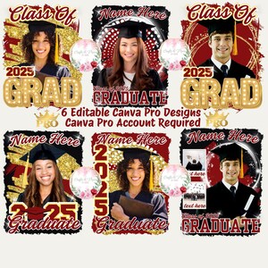 Editable Maroon and Gold 2025 Grad Bundle - Etsy