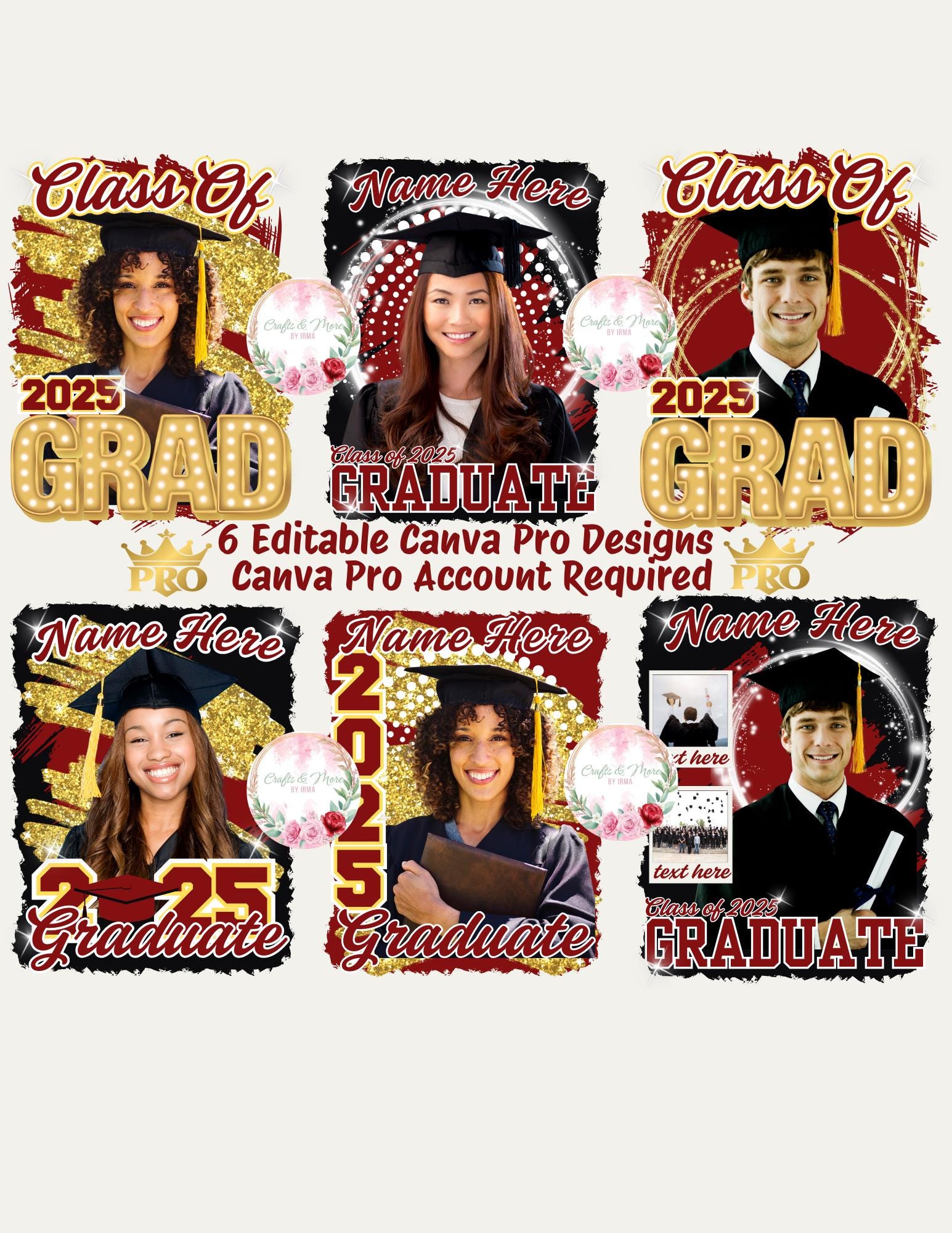 Editable Maroon and Gold 2025 Grad Bundle - Etsy