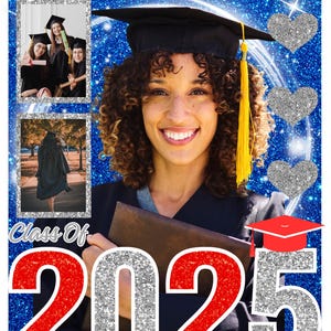 Blue and Red Editable Graduation PNG 2025 - Etsy