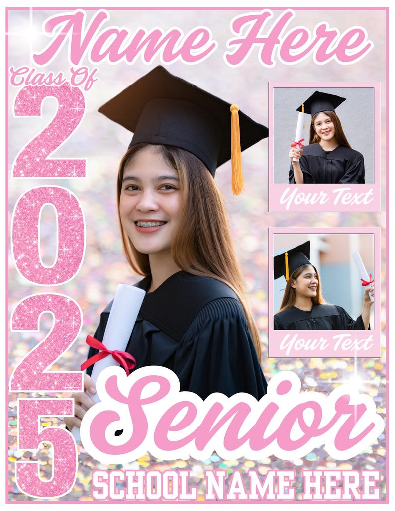 Editable Pink Graduation Designs 2025 **2026 Now Included - Etsy