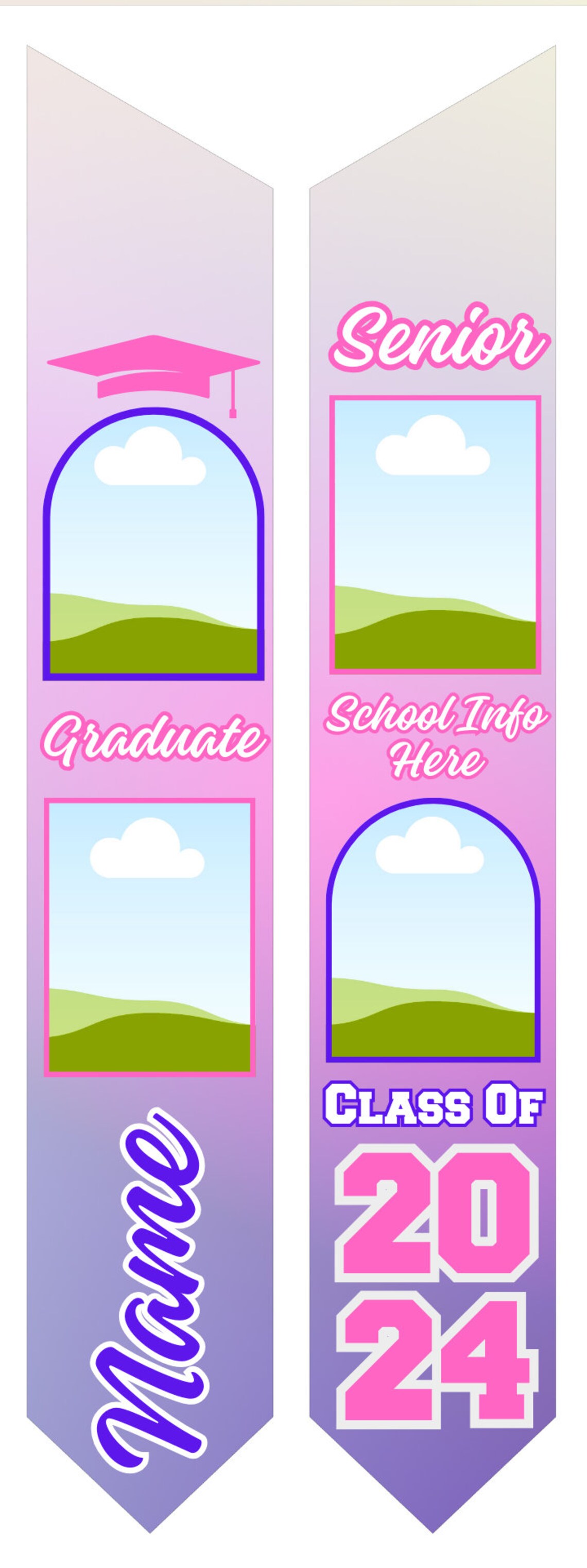 Pink Graduation Stole Template for Canva - Etsy