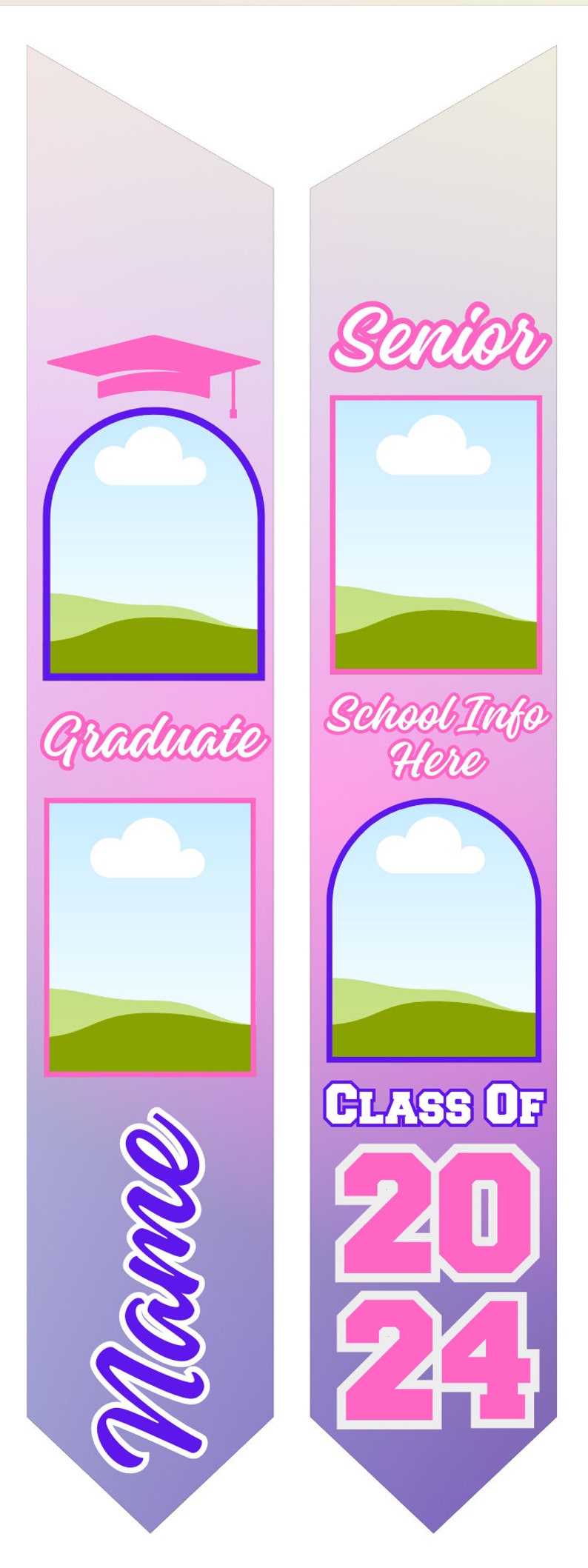 Pink Graduation Stole Template for Canva - Etsy