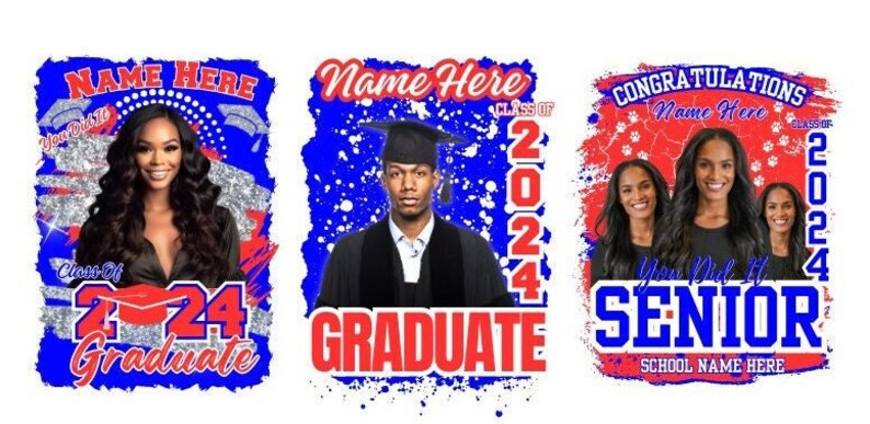 3 Editable Red and Blue Graduation Designs - Etsy
