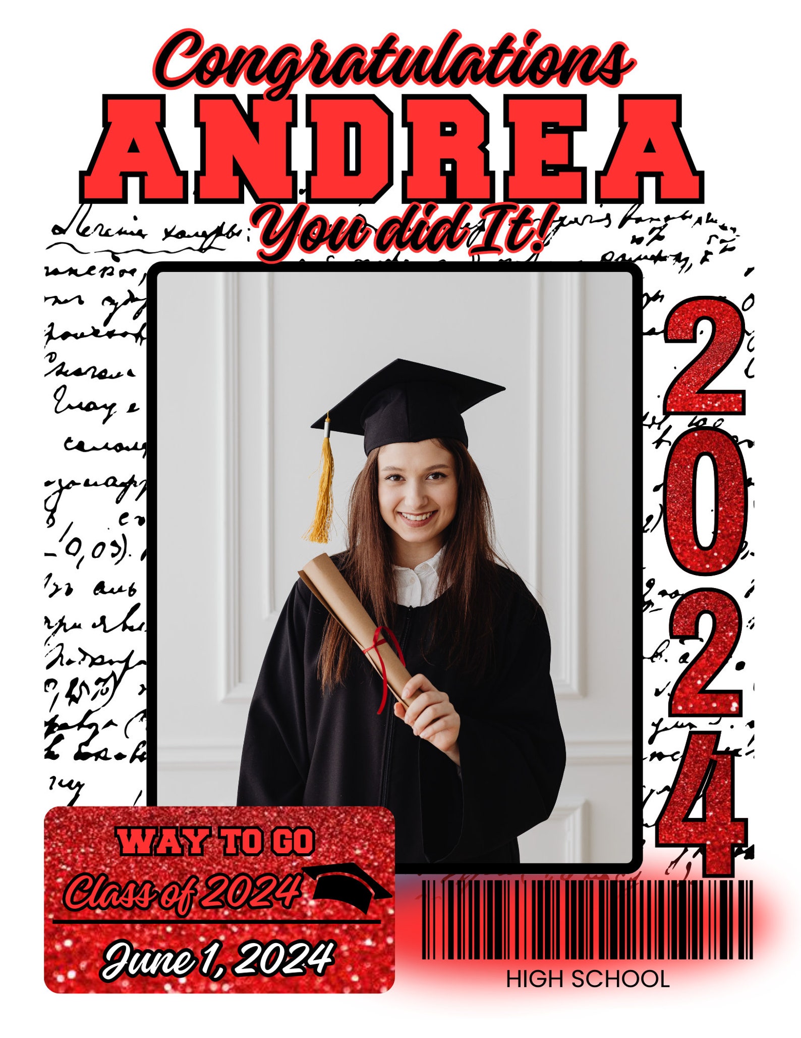 4 Editable Graduation Templates - Etsy