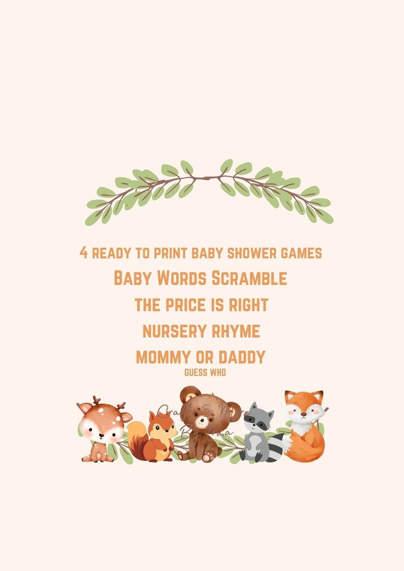 Woodlands Baby Shower Game Bundle - Etsy