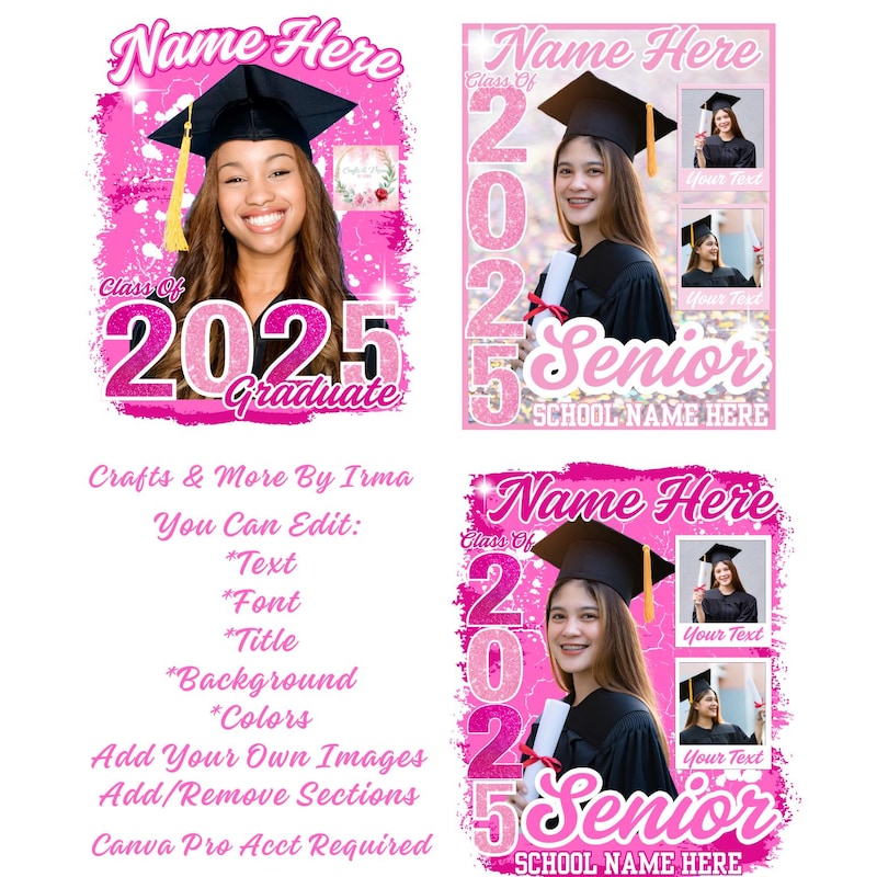 Pink Graduation Canva Pro - Etsy