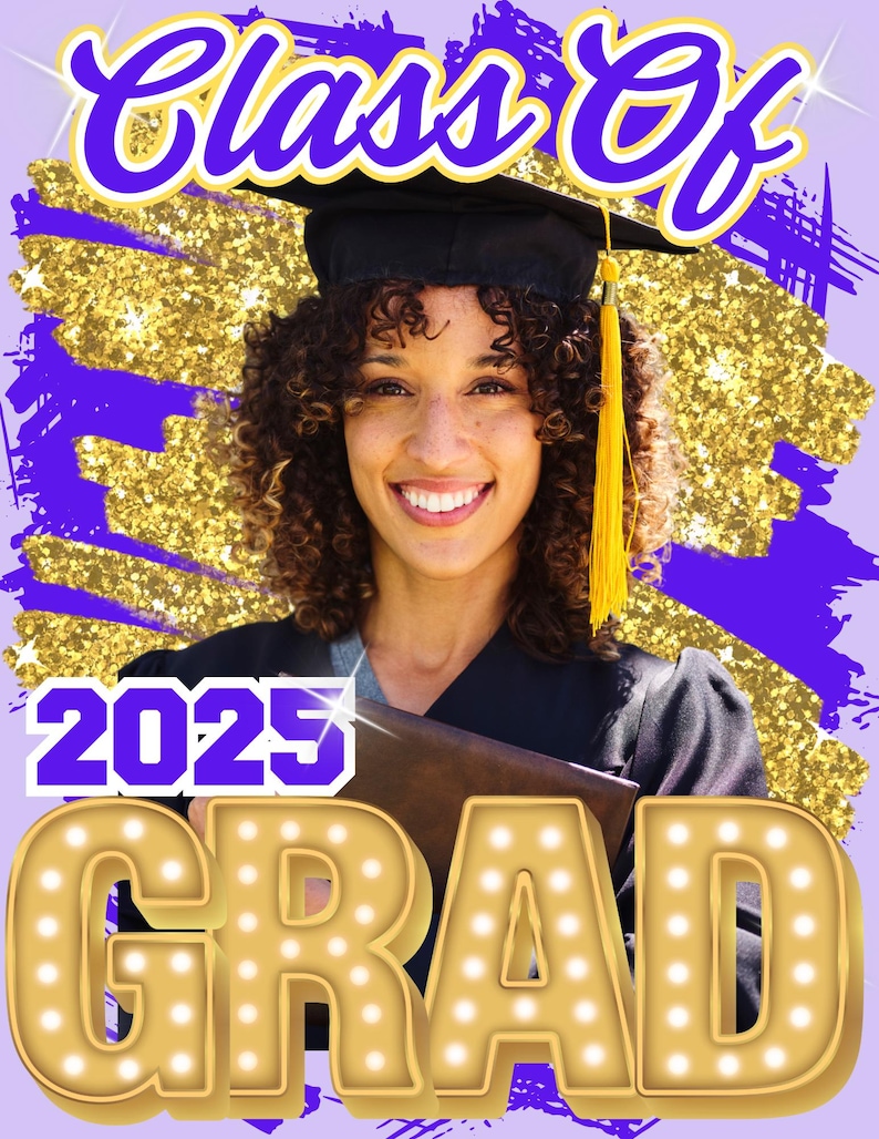 Editable Purple and Gold 2025 Grad Bundle - Etsy