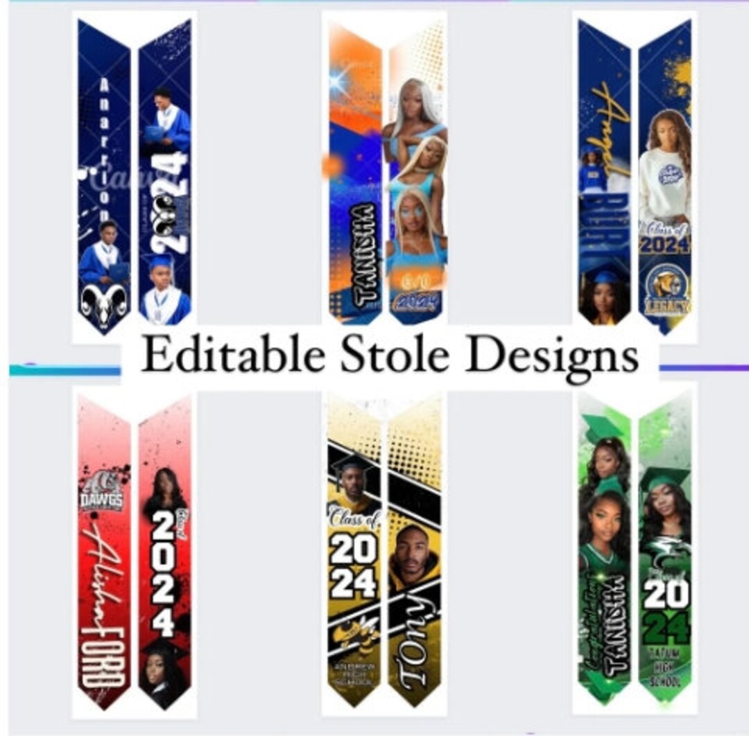 7 Editable Graduation Stole Templates - Etsy