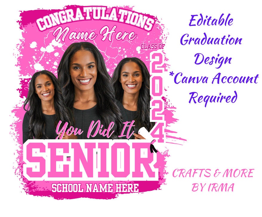 Editable Pink Graduation Template - Etsy