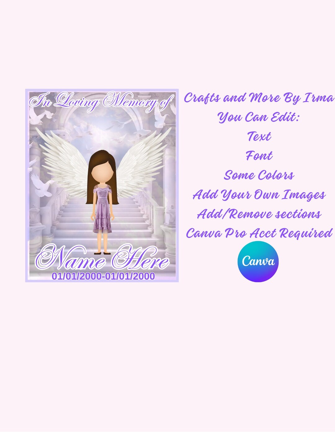 Lavender in Loving Memory Template - Etsy