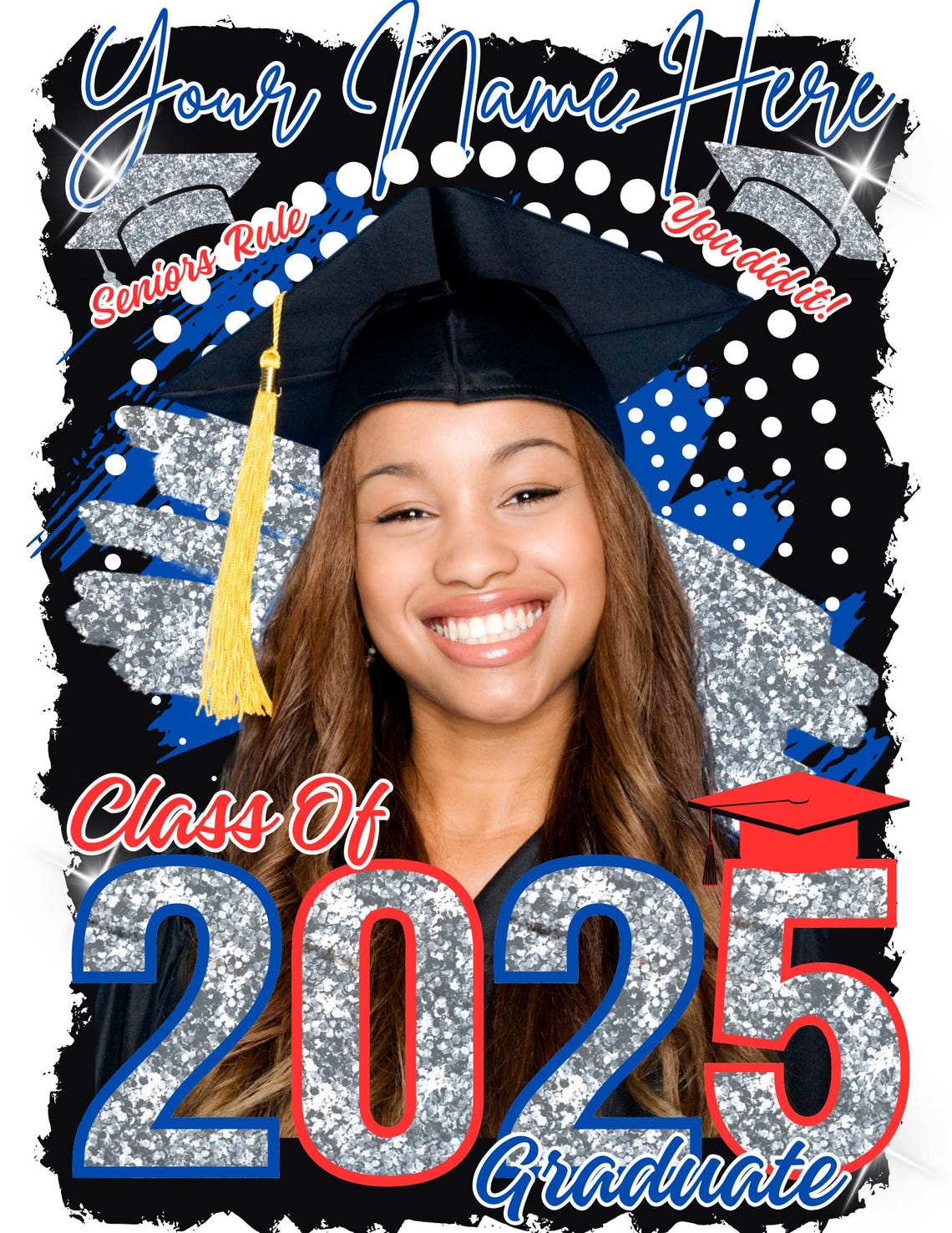 Blue and Red Editable Graduation PNG 2025 - Etsy