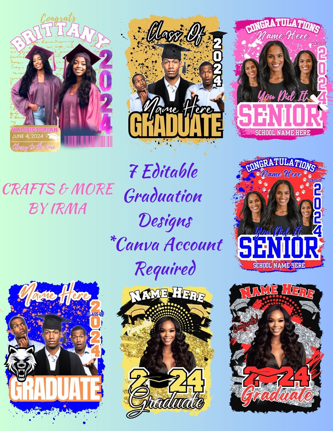 7 Editable Graduation Templates #2 - Etsy
