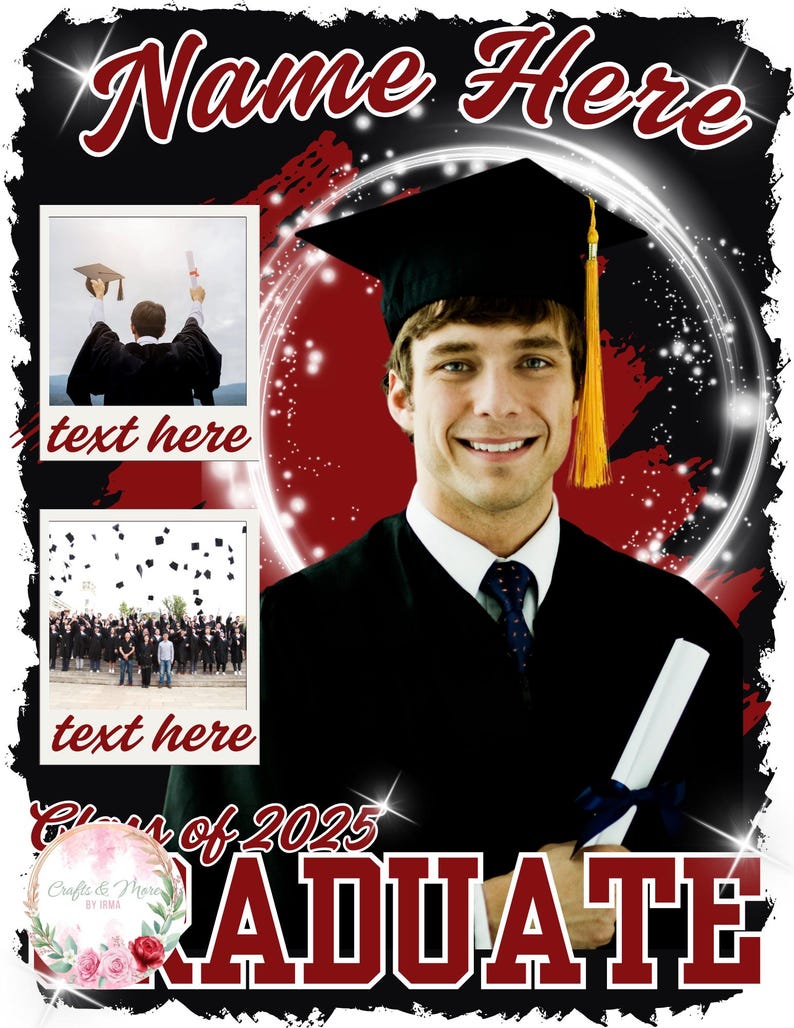 Editable Maroon and Gold 2025 Grad Bundle - Etsy