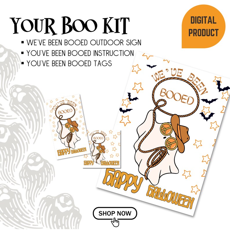 Youve Been Booed Boo Basket Printable, Cowboy Halloween Gift Basket ...