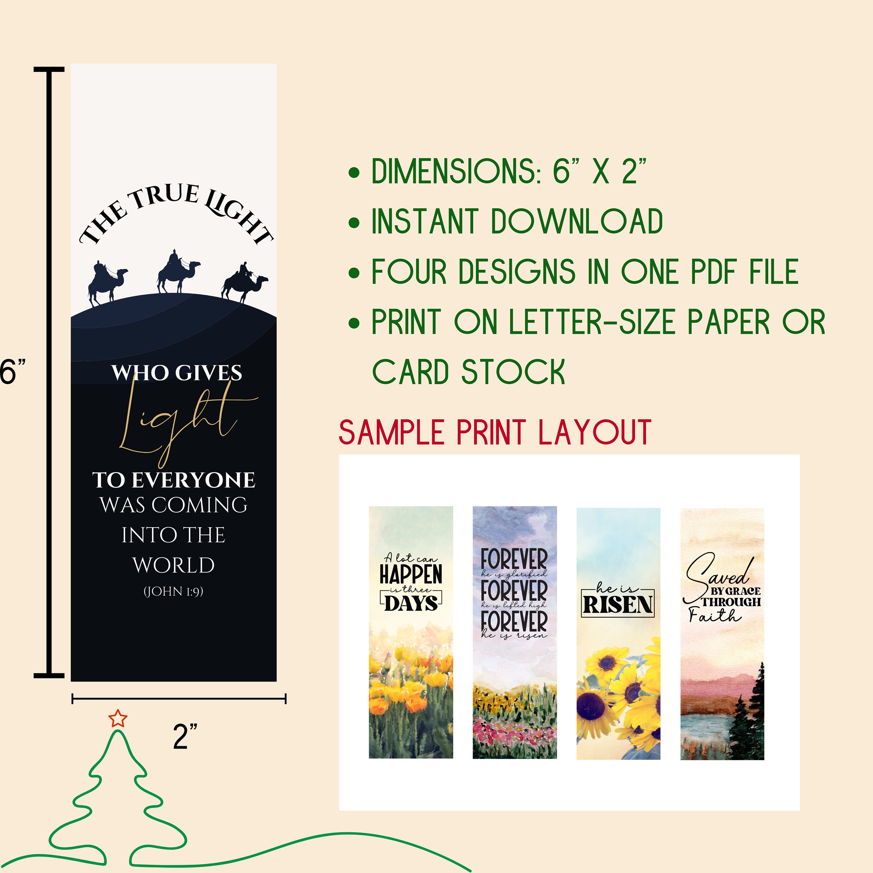 Christmas Bookmark SVG Printable, Gift for Christian Woman, Bible Verse ...