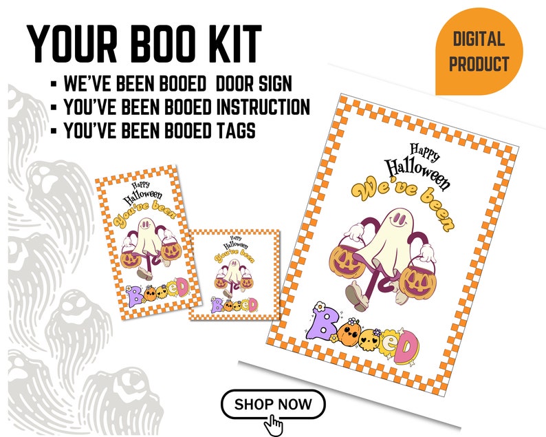 Printable You've Been Booed Basket Kit, Retro Halloween Basket, Teen ...