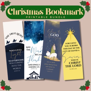 Christmas Bookmark SVG Printable, Gift for Christian Woman, Bible Verse ...