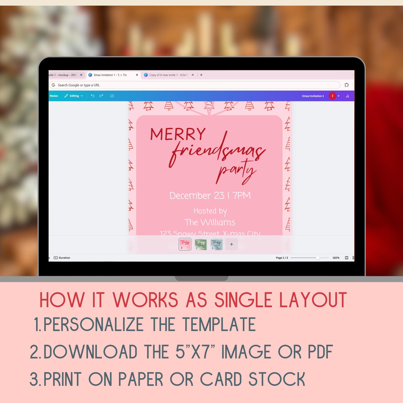 Cute Friendsmas Invitation Template Editable Canva Design Holiday Girls ...