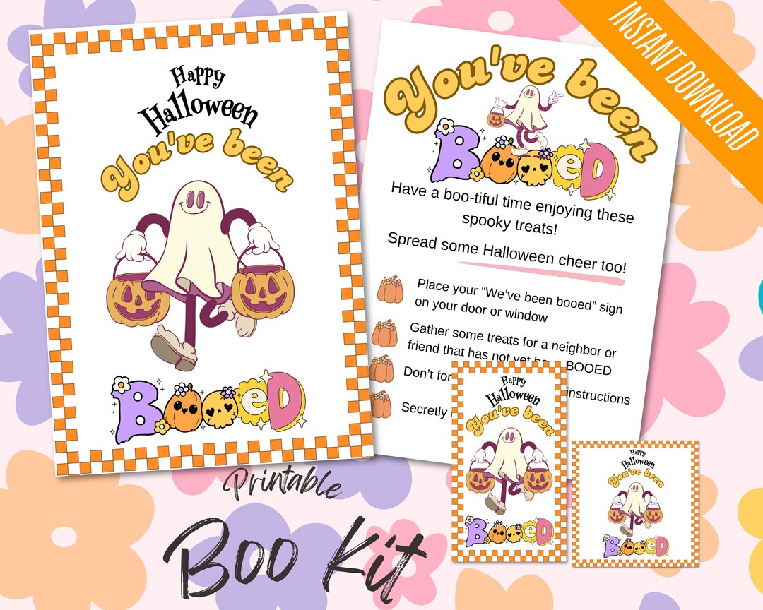 Printable You've Been Booed Basket Kit, Retro Halloween Basket, Teen ...