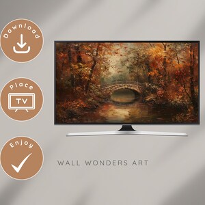 Fall Frame Tv Art Autumn Landscape Painting for Tv, Cozy Cottage Art ...