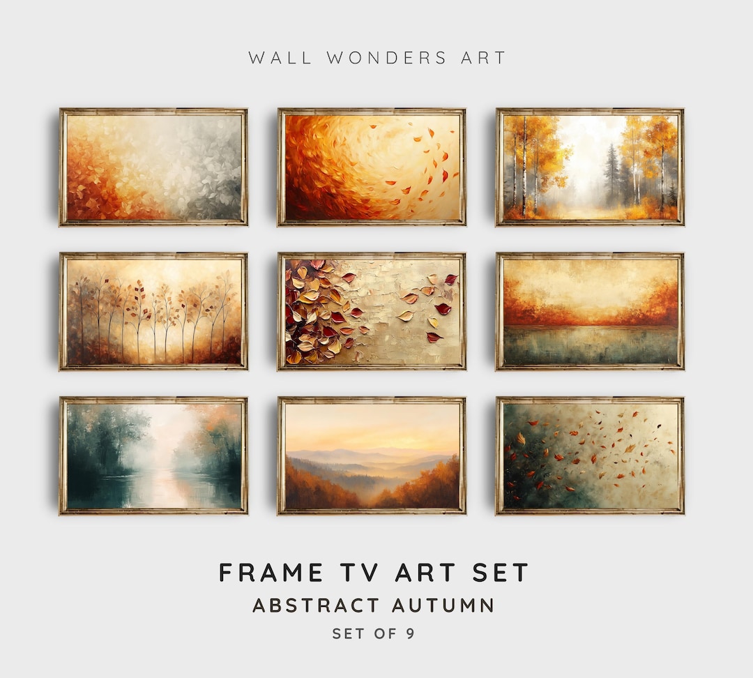 Fall Frame Tv Art Bundle Set of 9, Abstract Autumn Frame Tv Art, Autumn ...