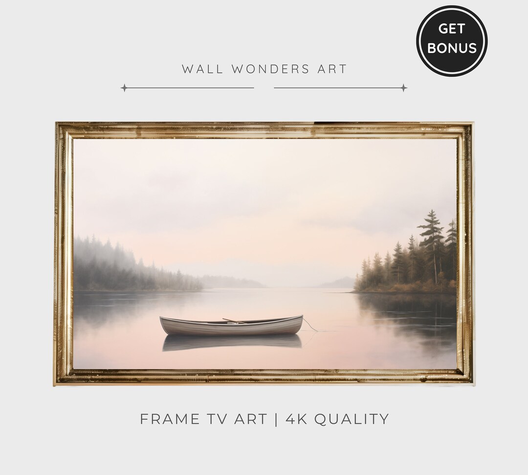 Samsung Frame TV Calm Lake Oil Painting, Lake House Decor, Lake ...