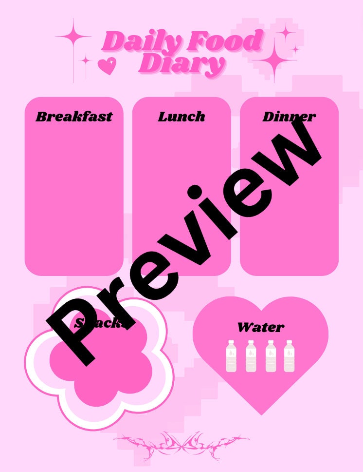 Y2K Themed Digital/printable Daily Food Diary Tracker - Etsy UK