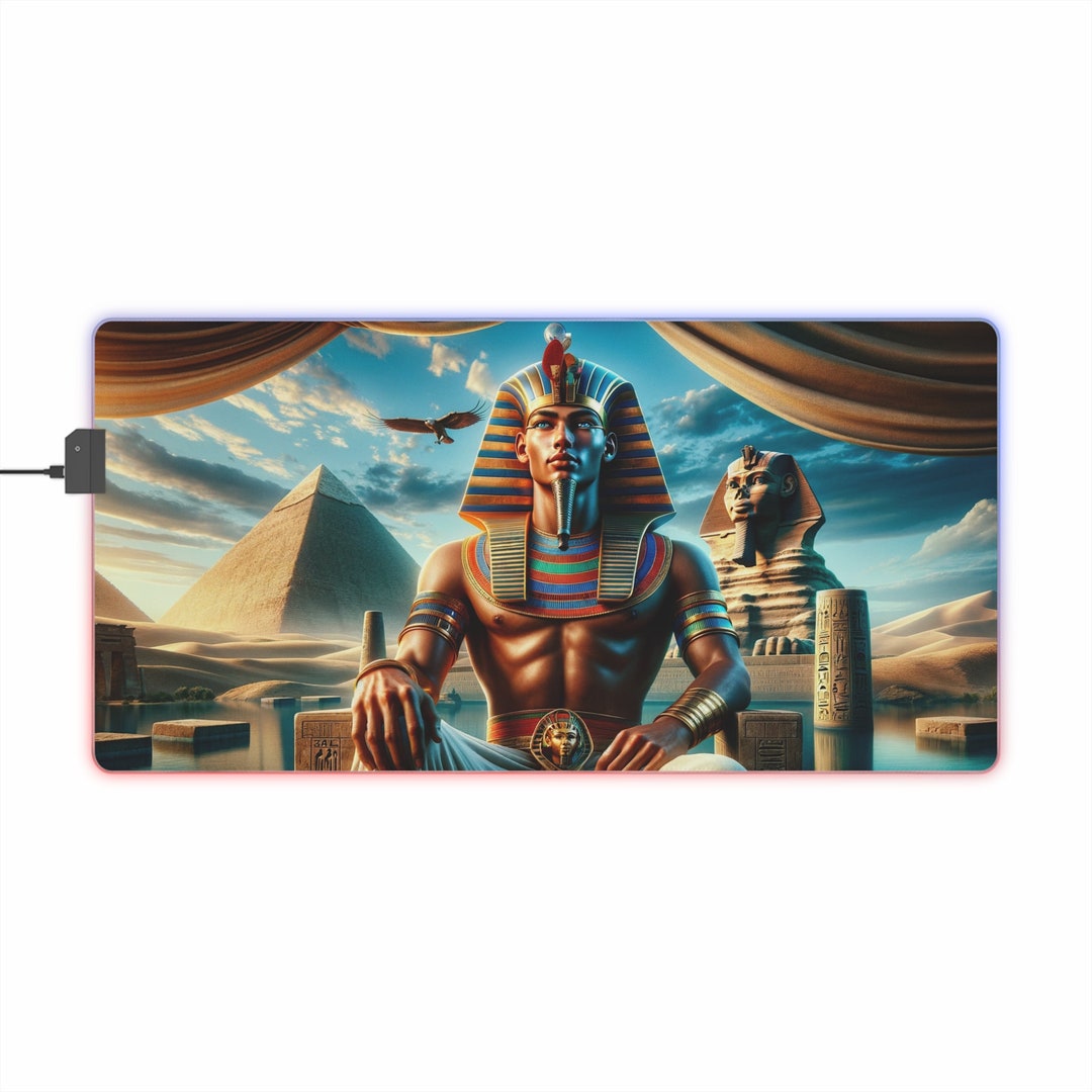 LED XXL Gaming Mouse Pad, Pharaoh, Sphinx, Pyramid, Egypt, 23.6" X 11.8 ...