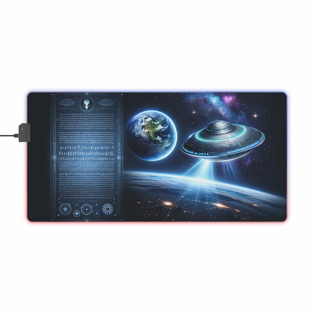 LED XXL Gaming Mouse Pad, UFO, Planet, Space, Cosmos, 23.6" X 11.8 ...