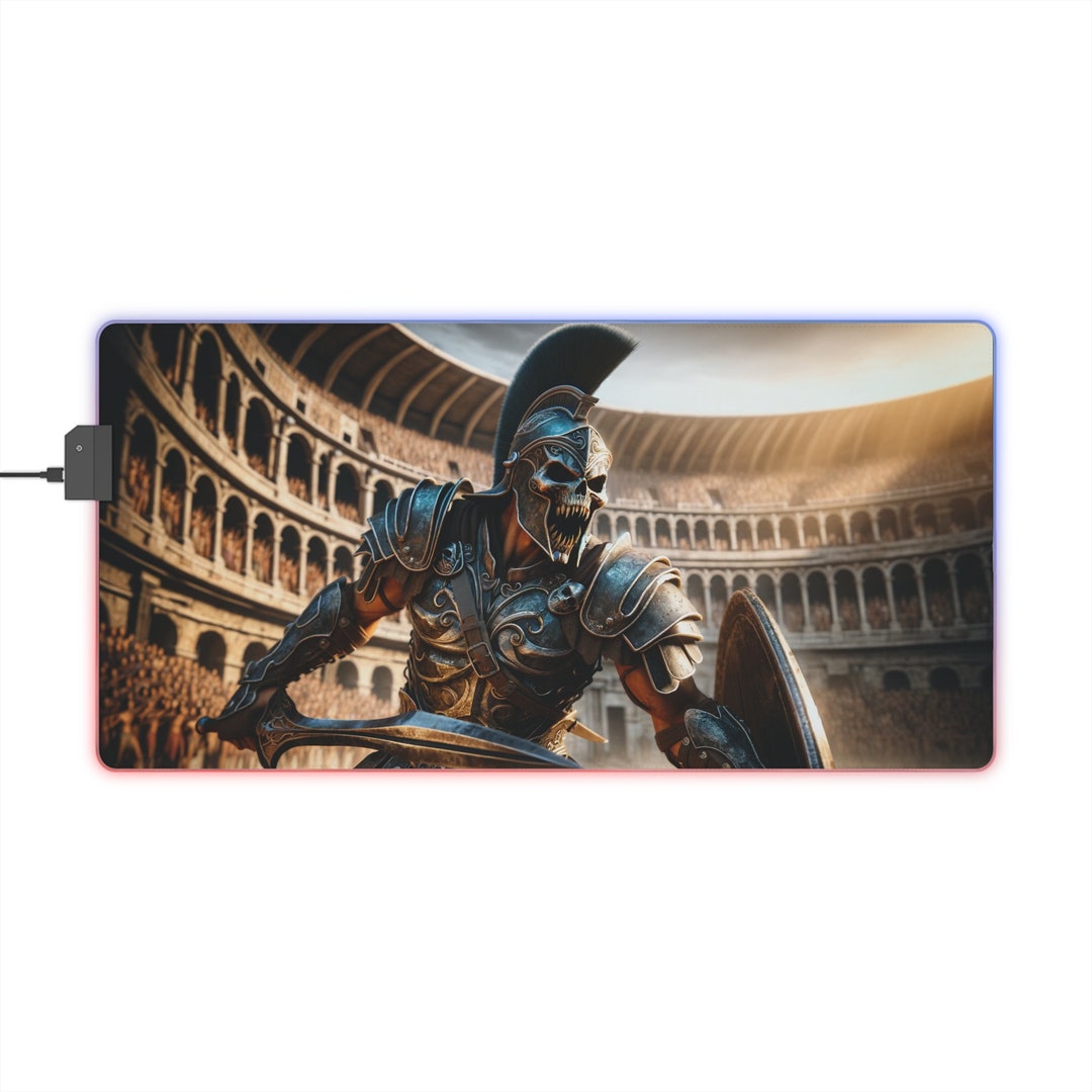 LED XXL Gaming Mouse Pad, Gladiator, Skull, Mask, Spartan, Warrior ...