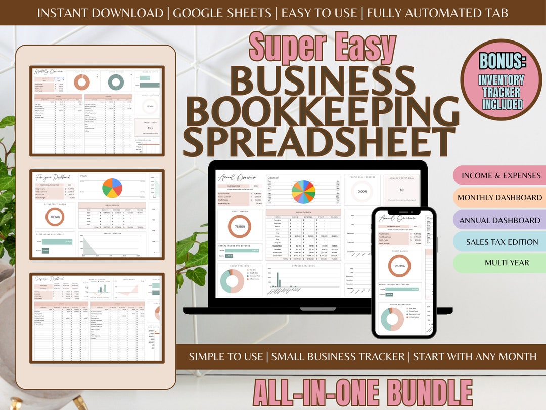 Bookkeeping Google Sheets, Business Spreadsheet, Inventory Tracker ...