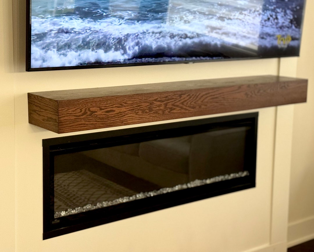 Floating Box Shelf Mantel | Stained Mantel Shelf | Fireplace Mantel ...