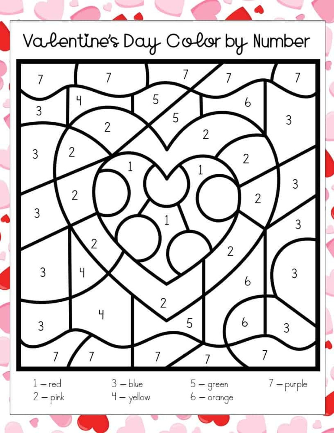 Valentine's Day Coloring Page by Number - Etsy