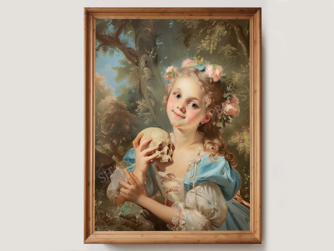 Rococo Girl With a Skull | Antique Portrait | Dark Portrait Painting ...