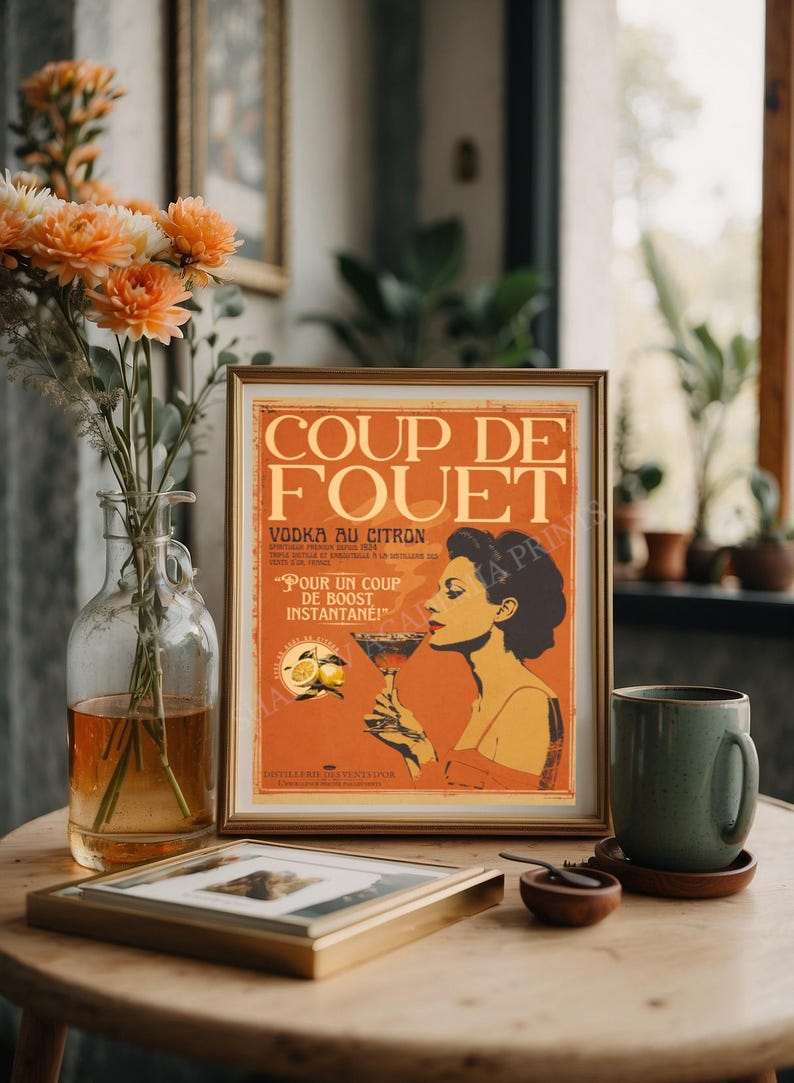 Retro French Vodka Poster | Bar Art | Vintage Wall Art | Beverage ...
