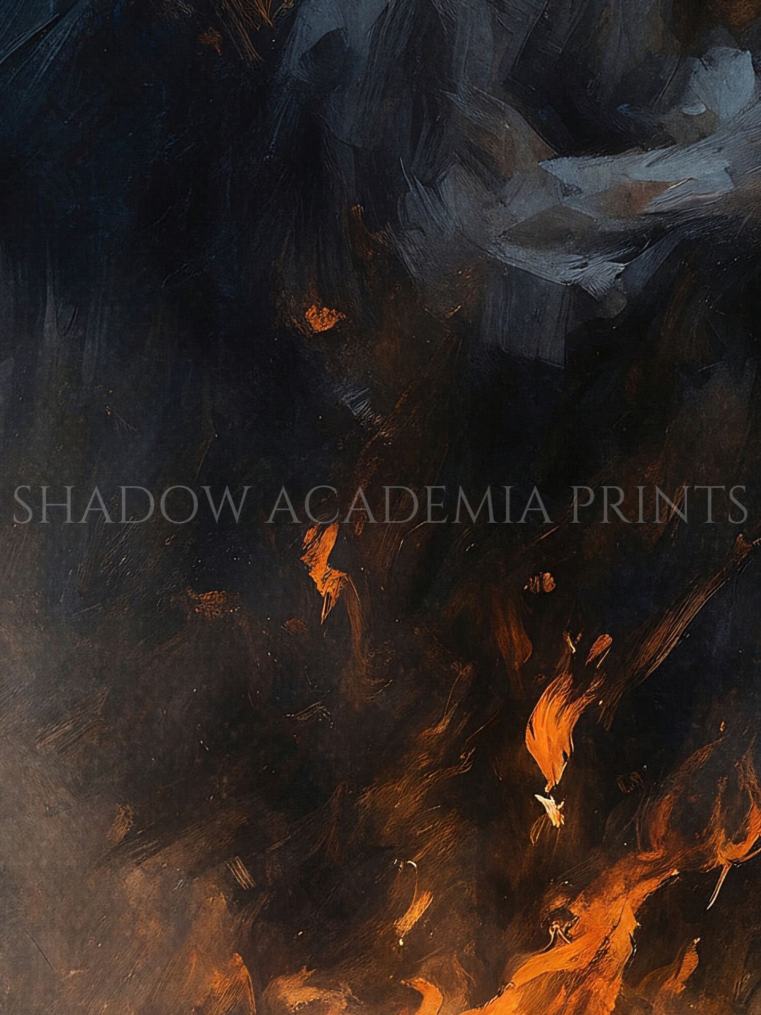 Ember Ritual Vintage Oil Painting Moody Wall Decor Dark Gothic Art Dark ...