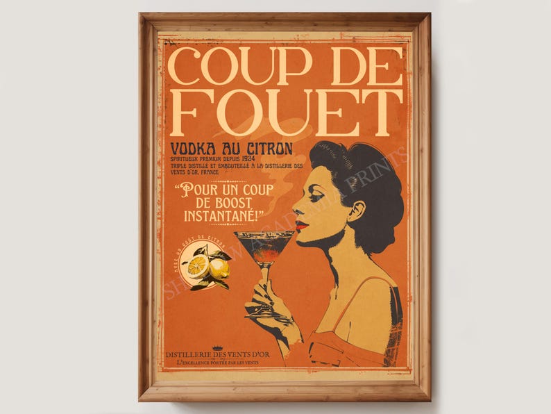 Retro French Vodka Poster | Bar Art | Vintage Wall Art | Beverage ...