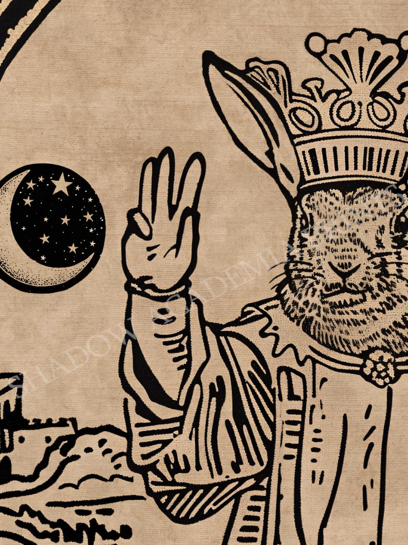 Rabbit Emperor Vintage Tarot Card | Tarot Card Print | Dark Academia ...