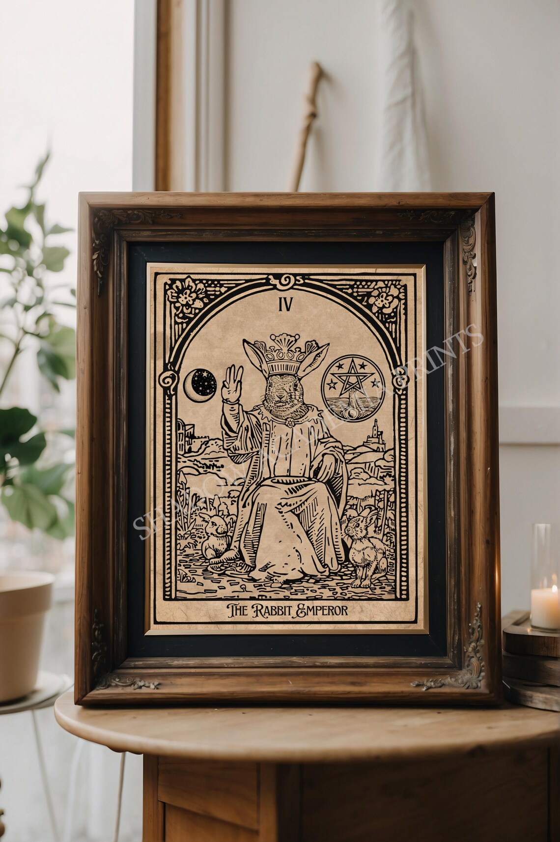 Rabbit Emperor Vintage Tarot Card | Tarot Card Print | Dark Academia ...