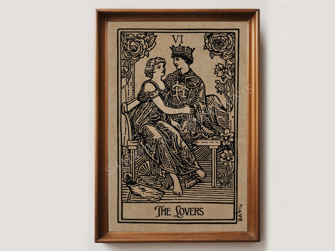 The Lovers Vintage Tarot Print | Tarot Card Print | Dark Academia Decor ...